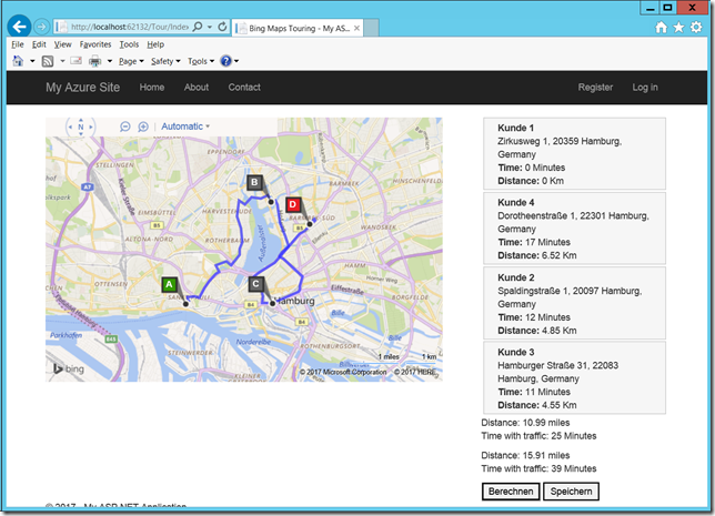 Bing Maps API – Routenplaner